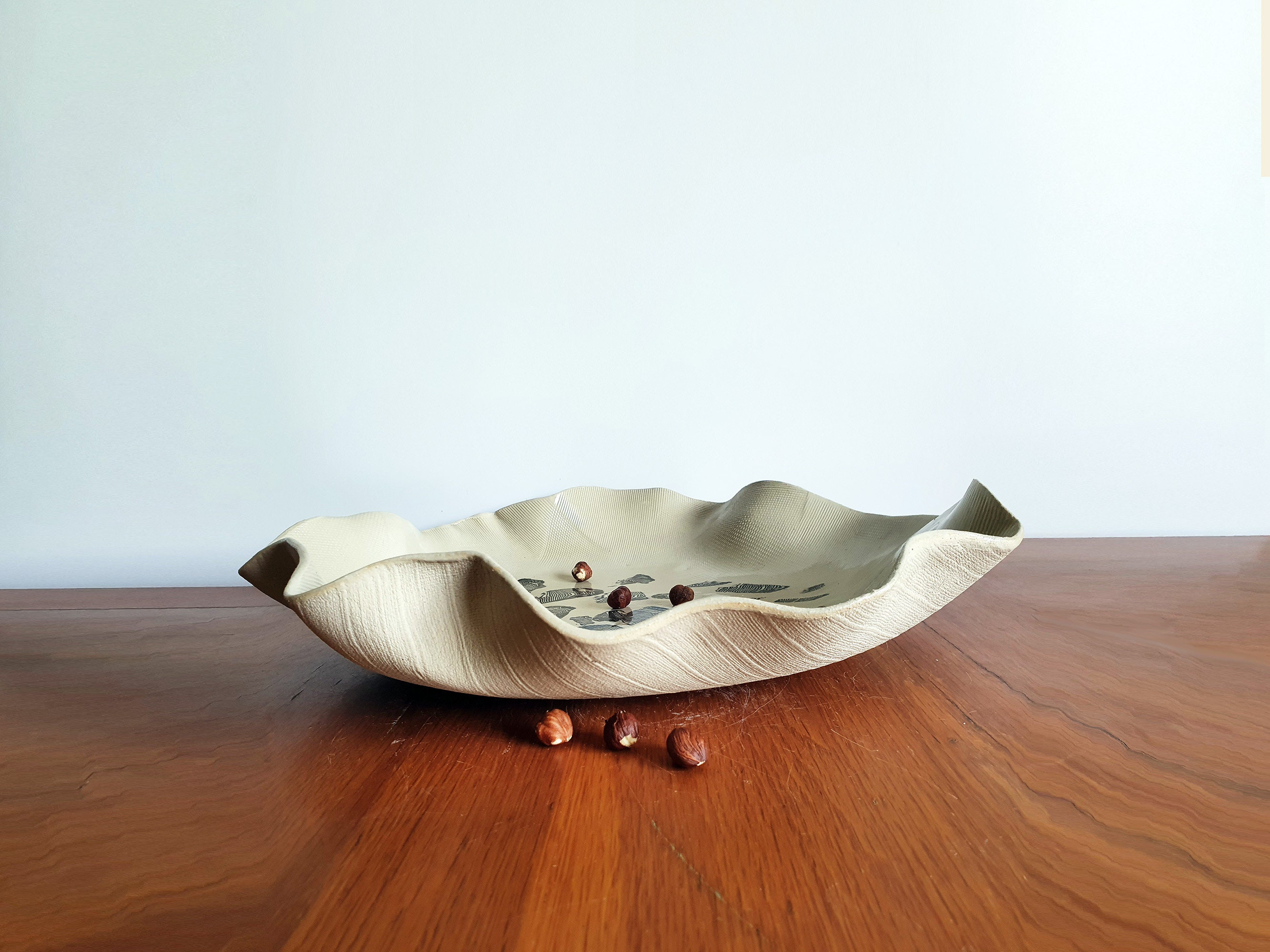 White Ceramics Centerpiece, Fruit Bowl, Ceramic Serving Plate, Handmade ...