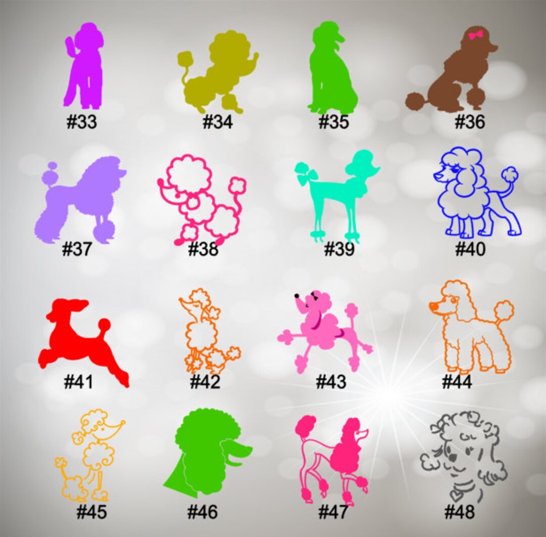PDL33-48 | Poodle Vinyl Decals: Adorable Dog Decor for Laptops, Cars ...