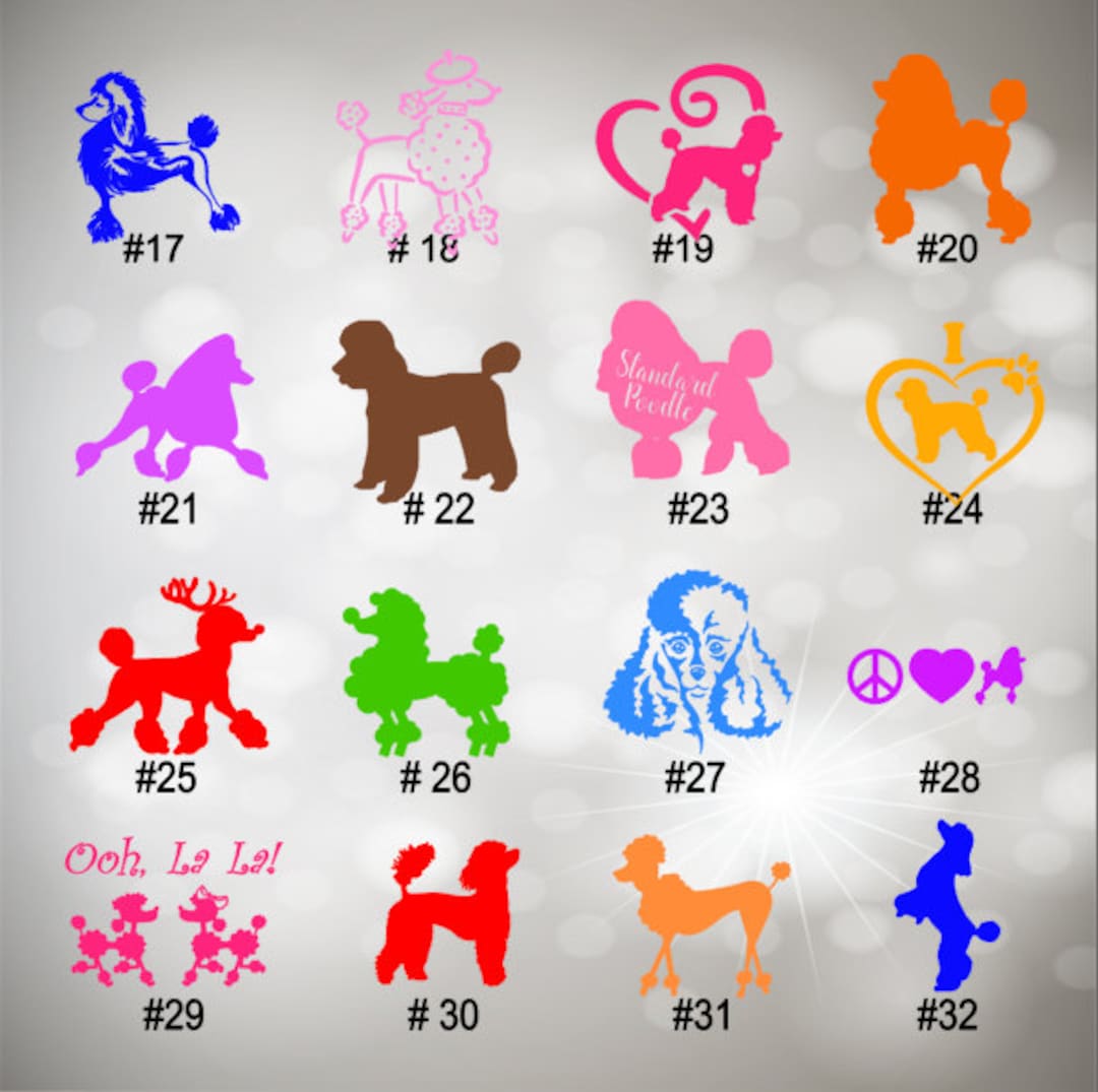 PDL17-32 | Poodle Vinyl Decals: Adorable Dog Decor for Laptops, Cars ...
