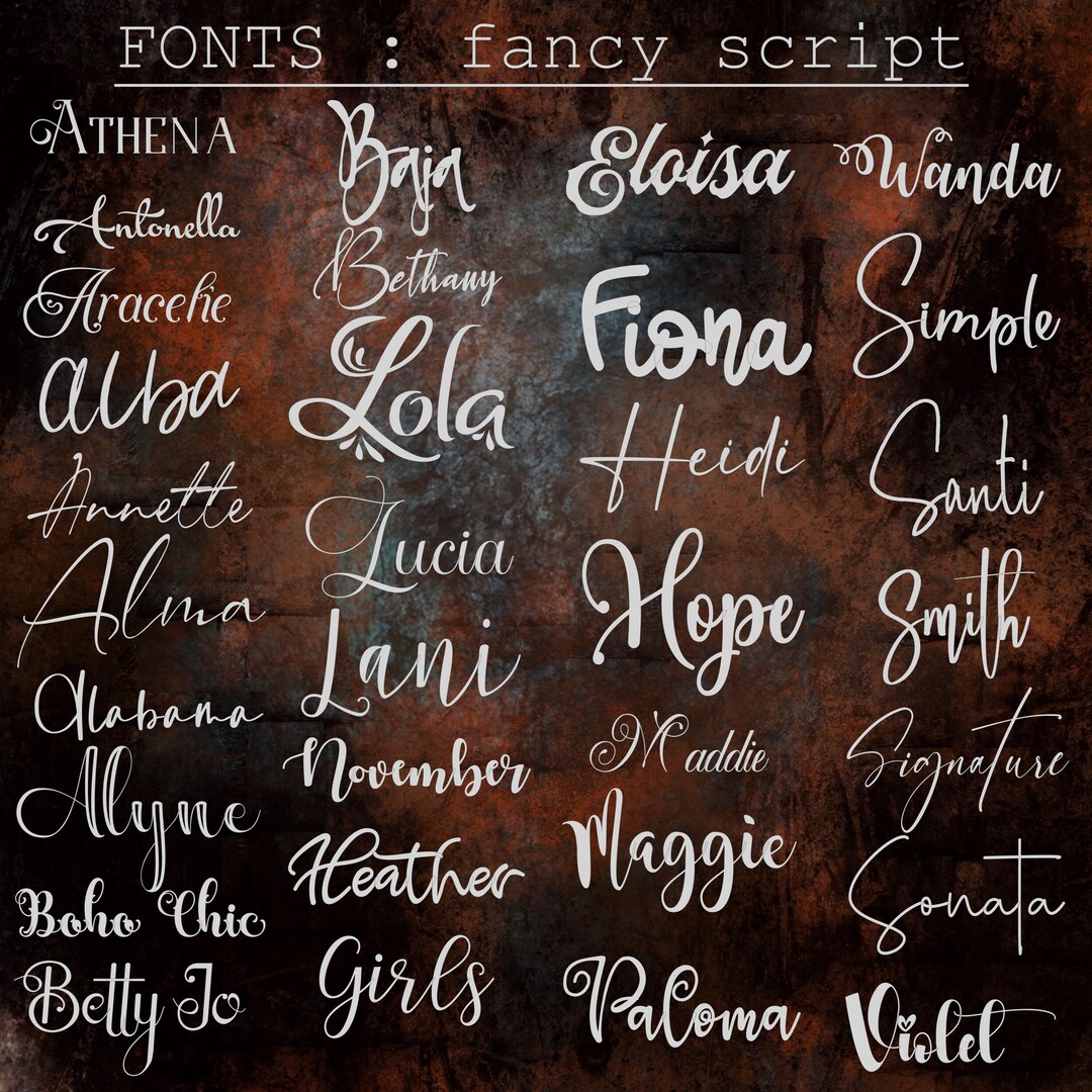 FANCY Fonts Available for Use on Products in the Shop - Etsy