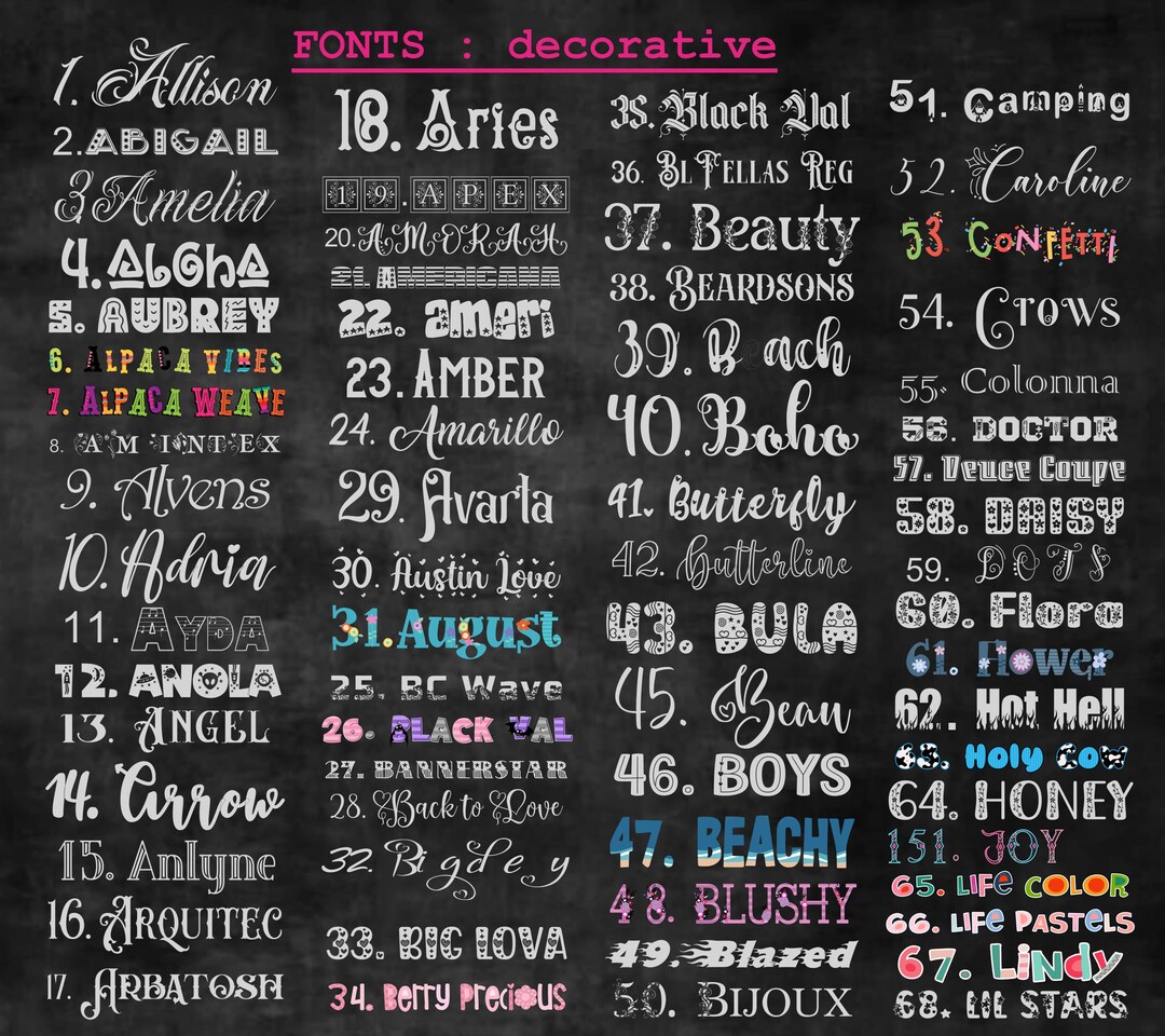 DECORATIVE Fonts Available for Use on Products in the Shop - Etsy