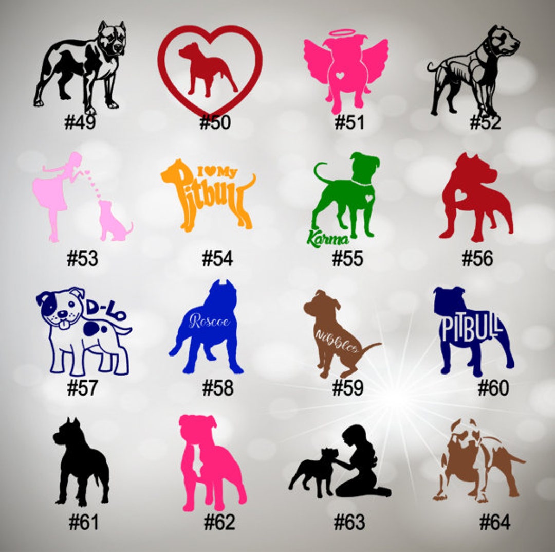 PIT49-64 Pitbull Vinyl Decals: Adorable Pitt Decor for Laptops, Cars ...