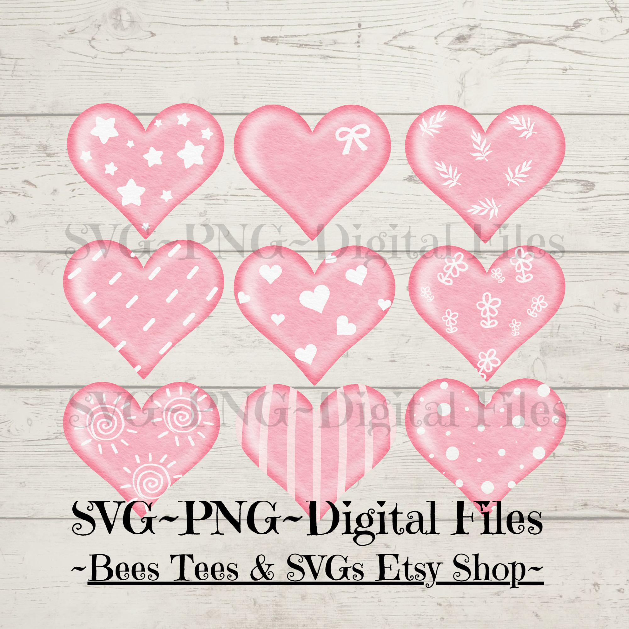Pink Hearts Svg Png, Valentines Day SVG, Heart SVG, Valentine Hearts ...
