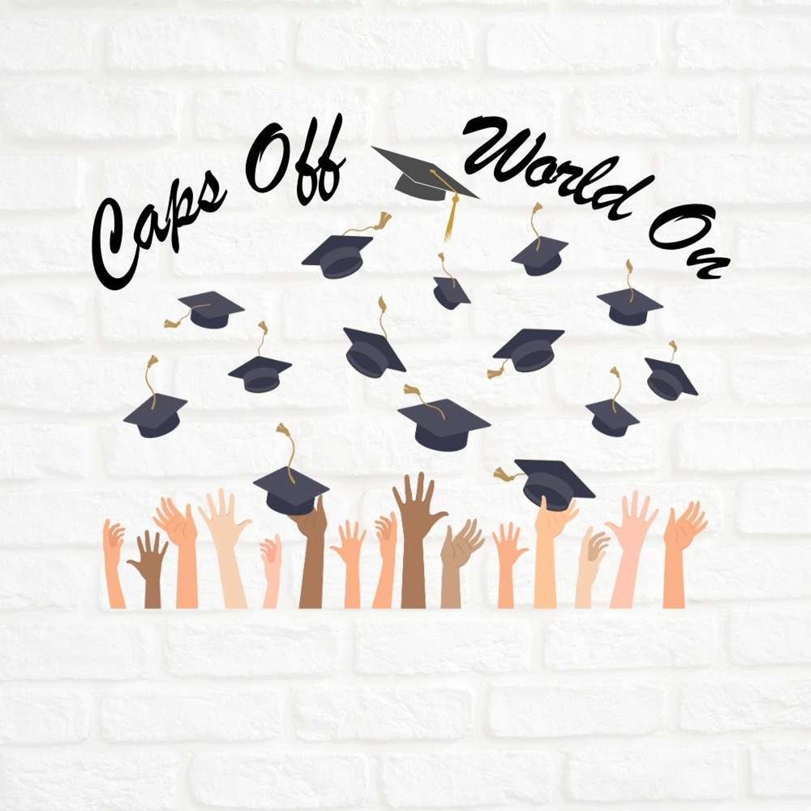 Graduation Caps SVG File for Cricut Users, Thrown Grad Hats Cut File ...