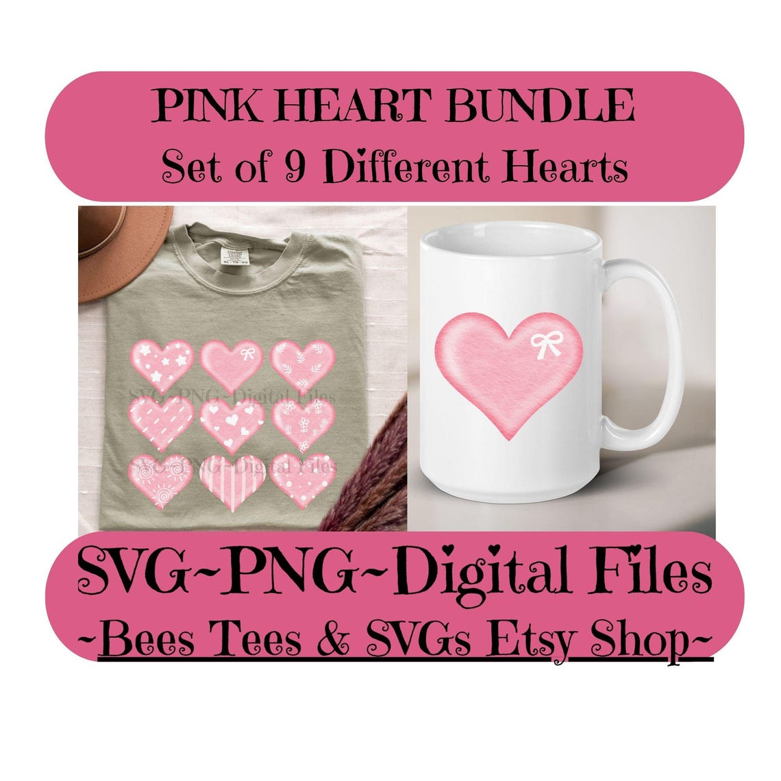 Pink Hearts Svg Png, Valentines Day SVG, Heart SVG, Valentine Hearts ...