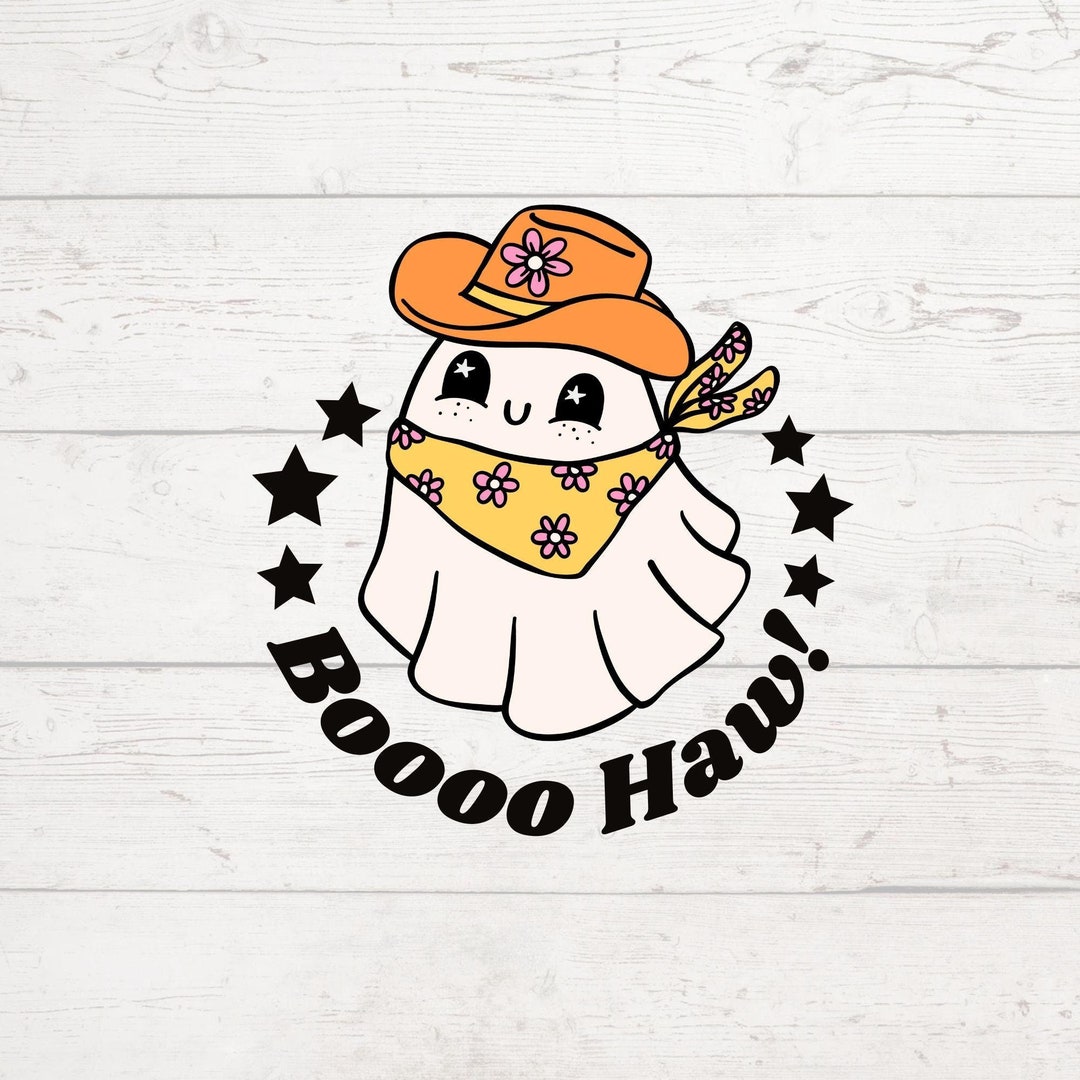Boo Haw Ghost Png Svg, Cute Western Cowboy Ghost Png Svg, Western ...