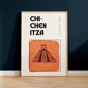 Chichen Itza Print Kukulcan Aztec Art Mexico Poster Mexico Printable ...
