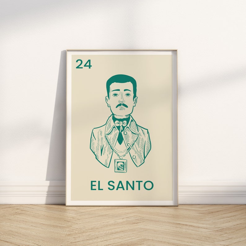 El Santo Mexican Loteria Jesús Malverde Poster Loteria Designs Narco ...