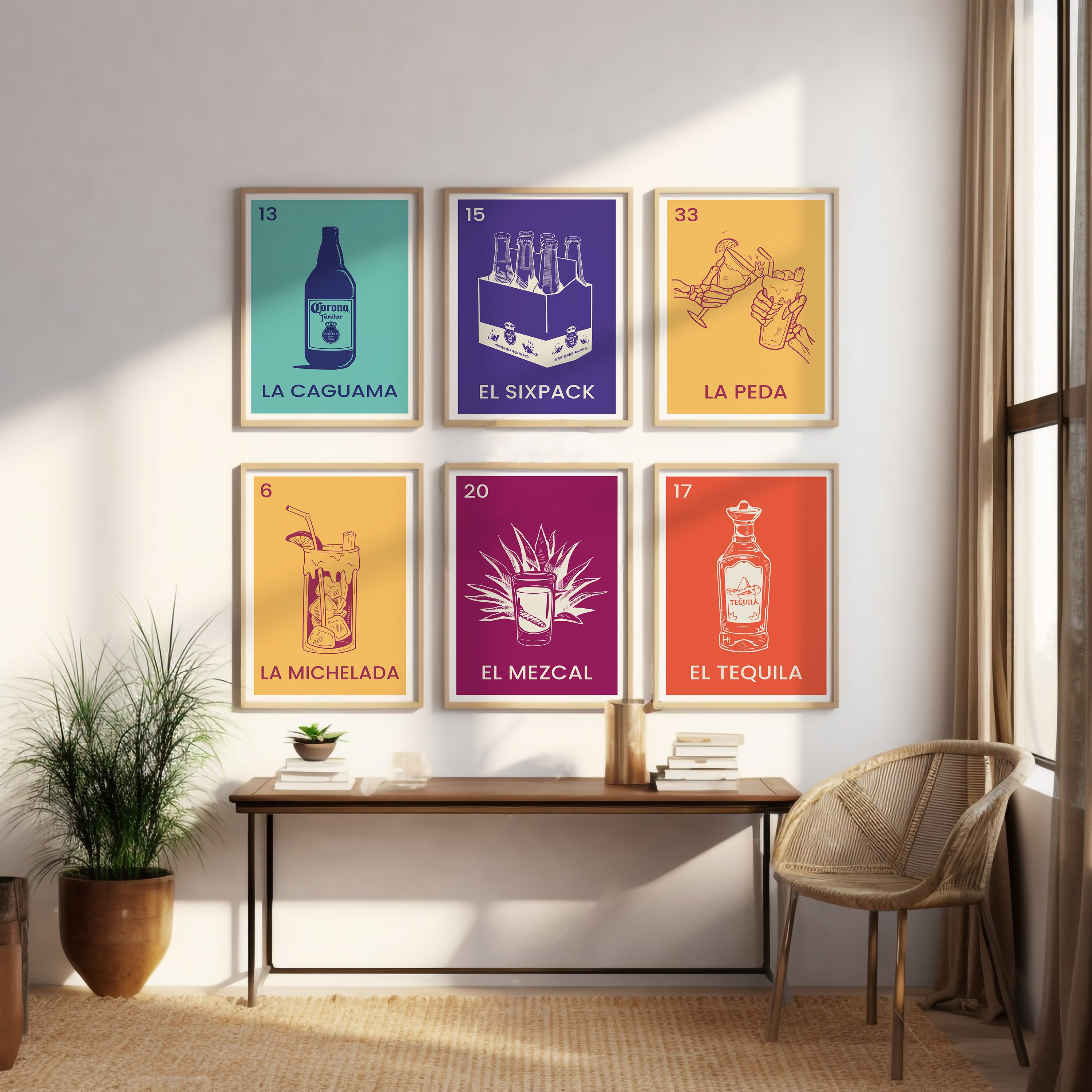 Loteria Mexicana Prints Mexico Bar Cart Prints Vintage Cocktail Posters ...