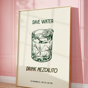 Mezcal Poster Mezcal Gift Retro Mezcal Art Poster Drinks Wall Decor ...