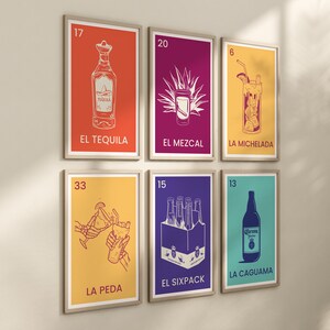 Loteria Mexicana Prints Mexico Bar Cart Prints Vintage Cocktail Posters ...