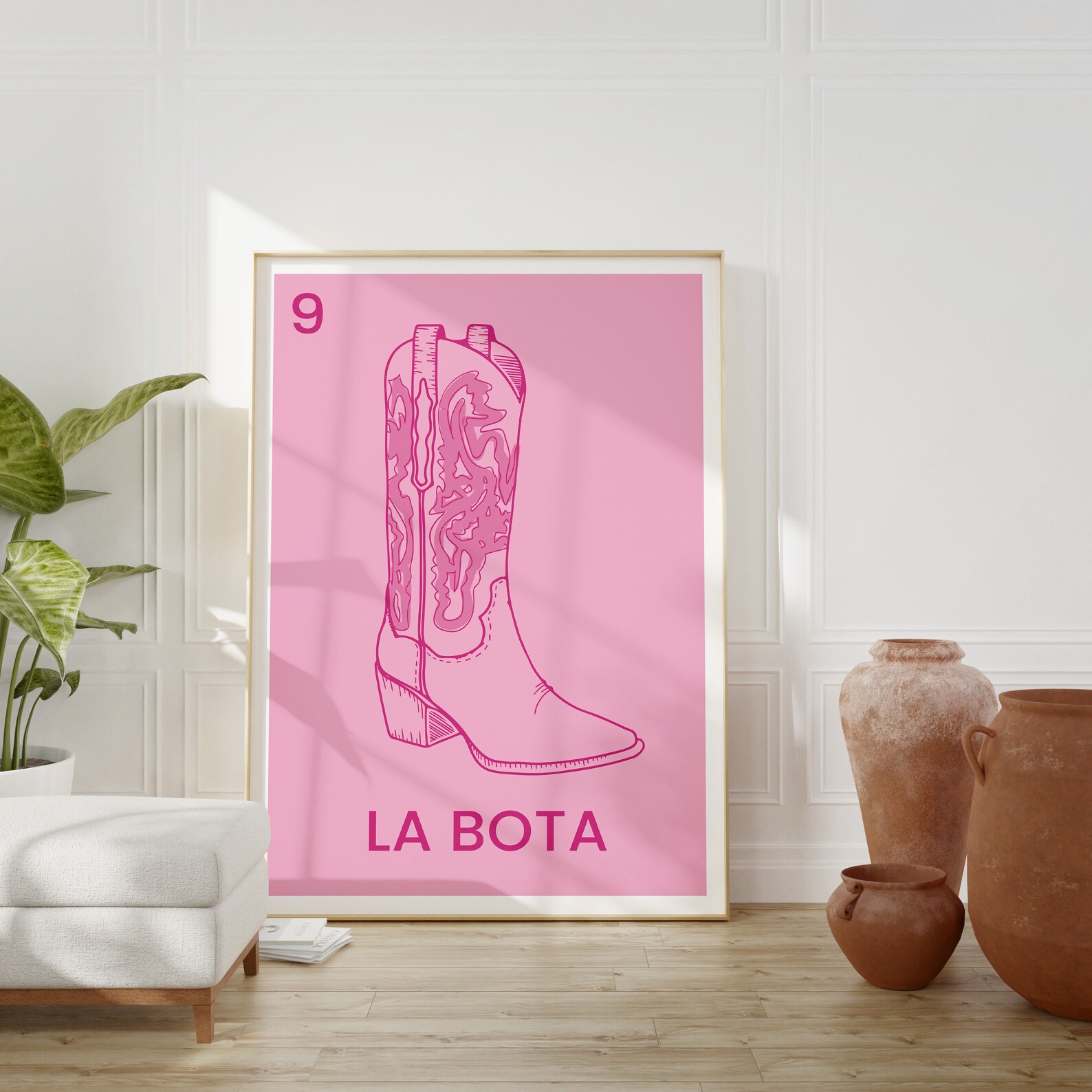 Mexican Loteria Wall Art La Bota Loteria Cowgirl Boot Print Latinx Art ...