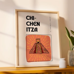 Chichen Itza Print Kukulcan Aztec Art Mexico Poster Mexico Printable ...
