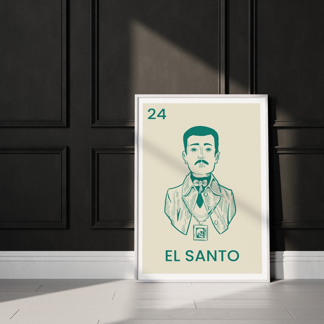 El Santo Mexican Loteria Jesús Malverde Poster Loteria Designs Narco ...