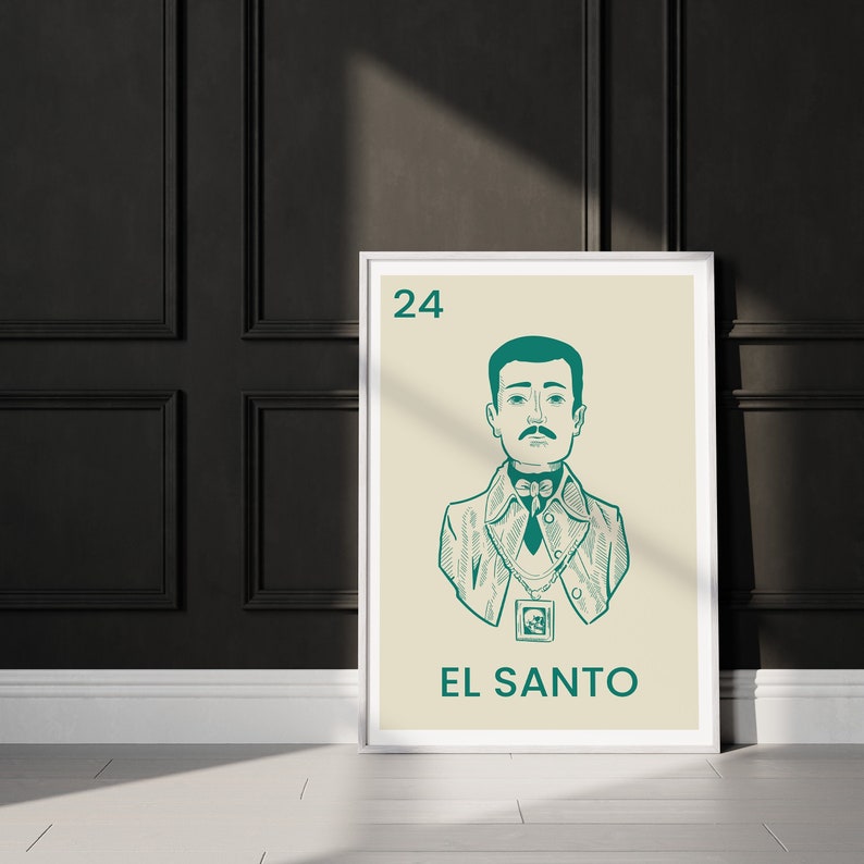 El Santo Mexican Loteria Jesús Malverde Poster Loteria Designs Narco ...
