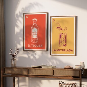 Loteria Mexicana Prints Mexico Bar Cart Prints Vintage Cocktail Posters ...