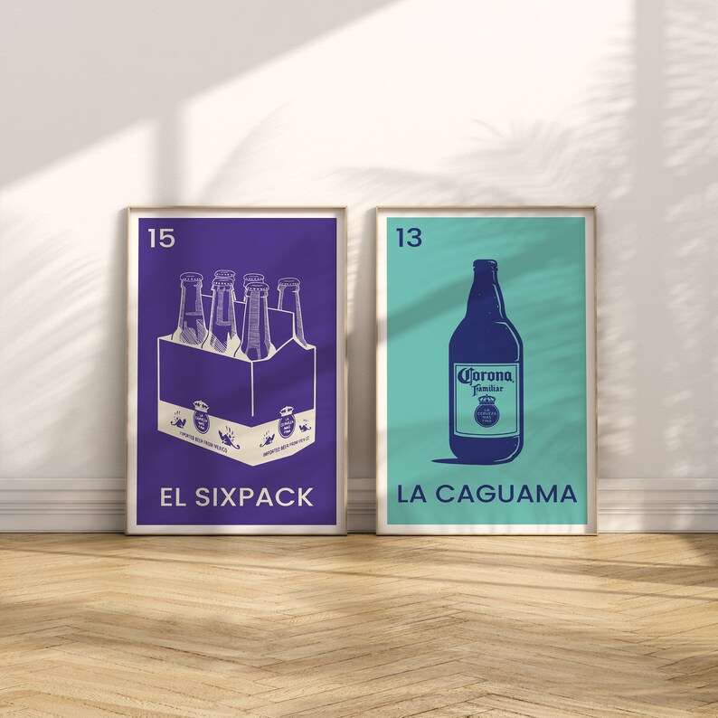 Loteria Mexicana Prints Mexico Bar Cart Prints Vintage Cocktail Posters ...