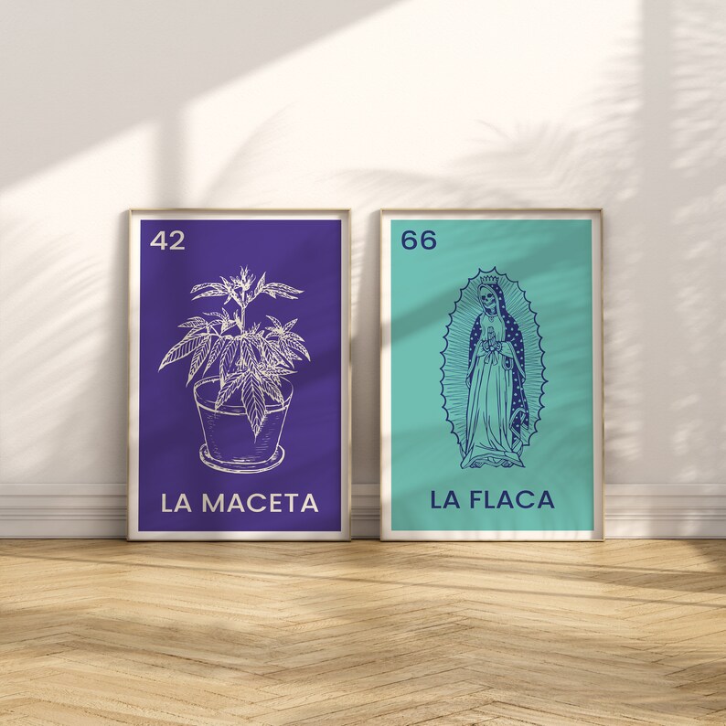 Mexican Loteria Prints Set of 6 El Nopal the Fair El Tequila El Santo ...