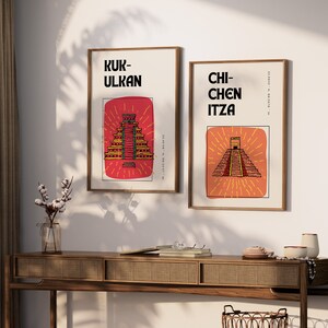 Chichen Itza Print Kukulcan Aztec Art Mexico Poster Mexico Printable ...
