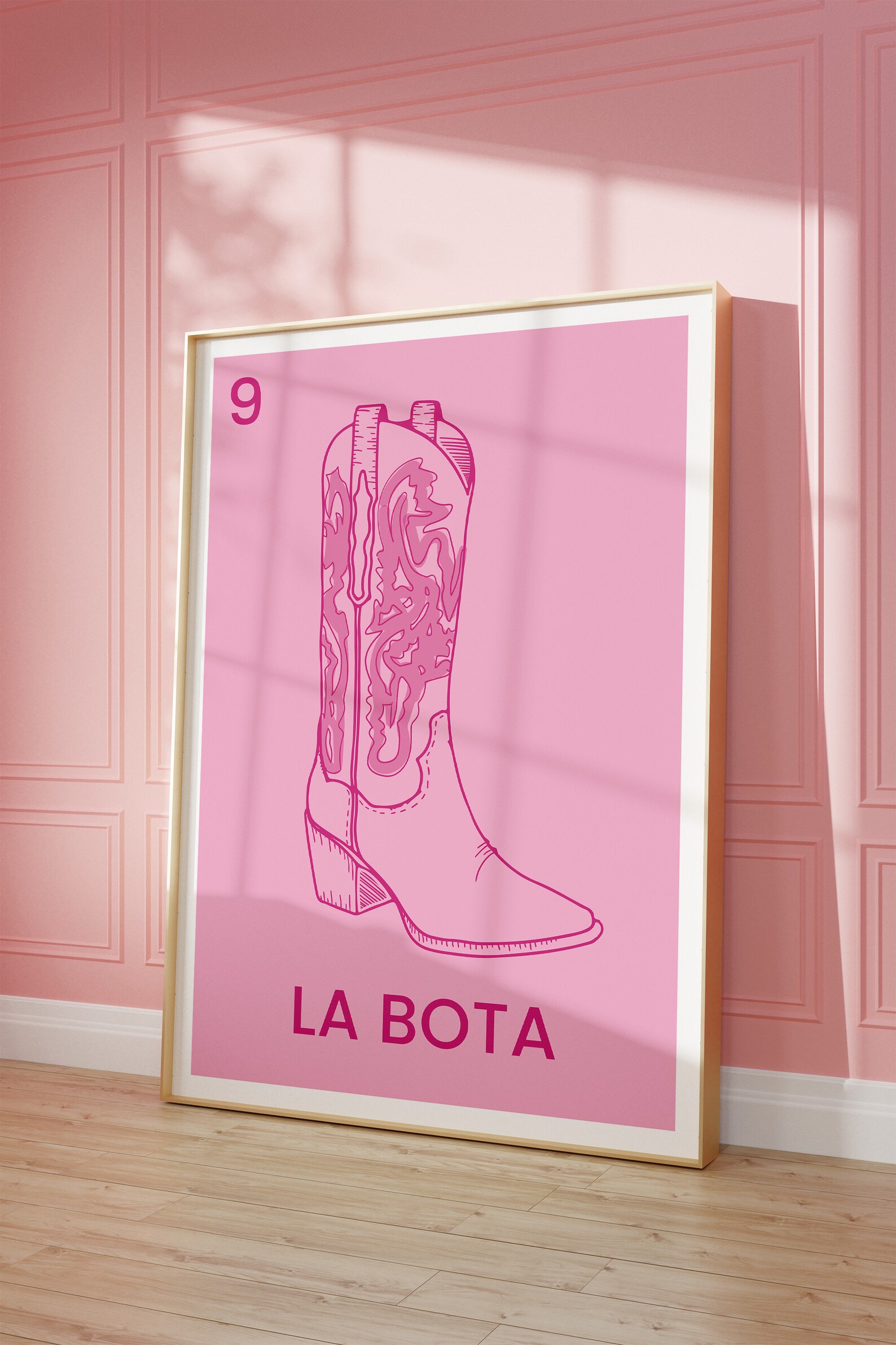 Mexican Loteria Wall Art La Bota Loteria Cowgirl Boot Print Latinx Art ...