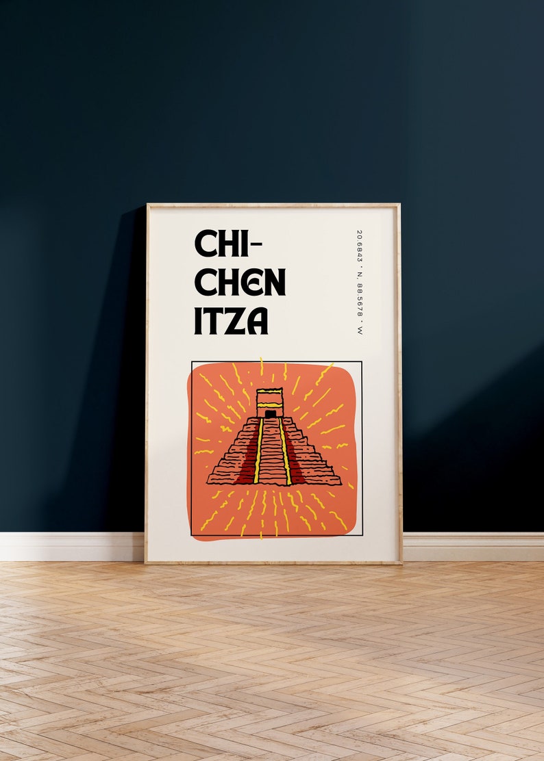 Chichen Itza Print Kukulcan Aztec Art Mexico Poster Mexico Printable ...