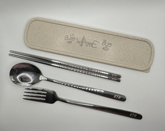 Golden Chopsticks Cutlery Set | Stainless Steel Spoon Fork | BTS ...