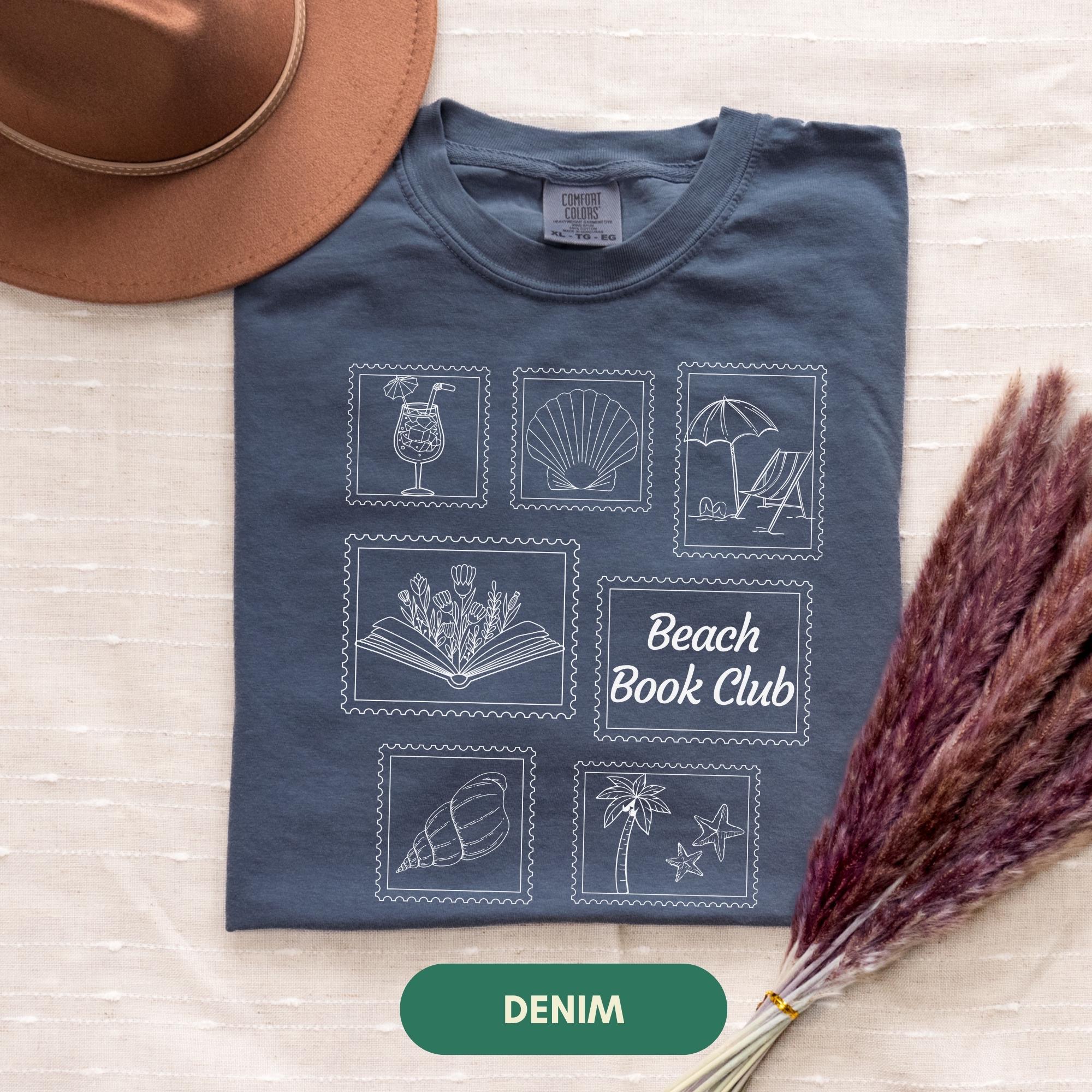 Coastal Stamp Beach Book Club Tshirt, Minimalist Beach Shirt, Summer ...