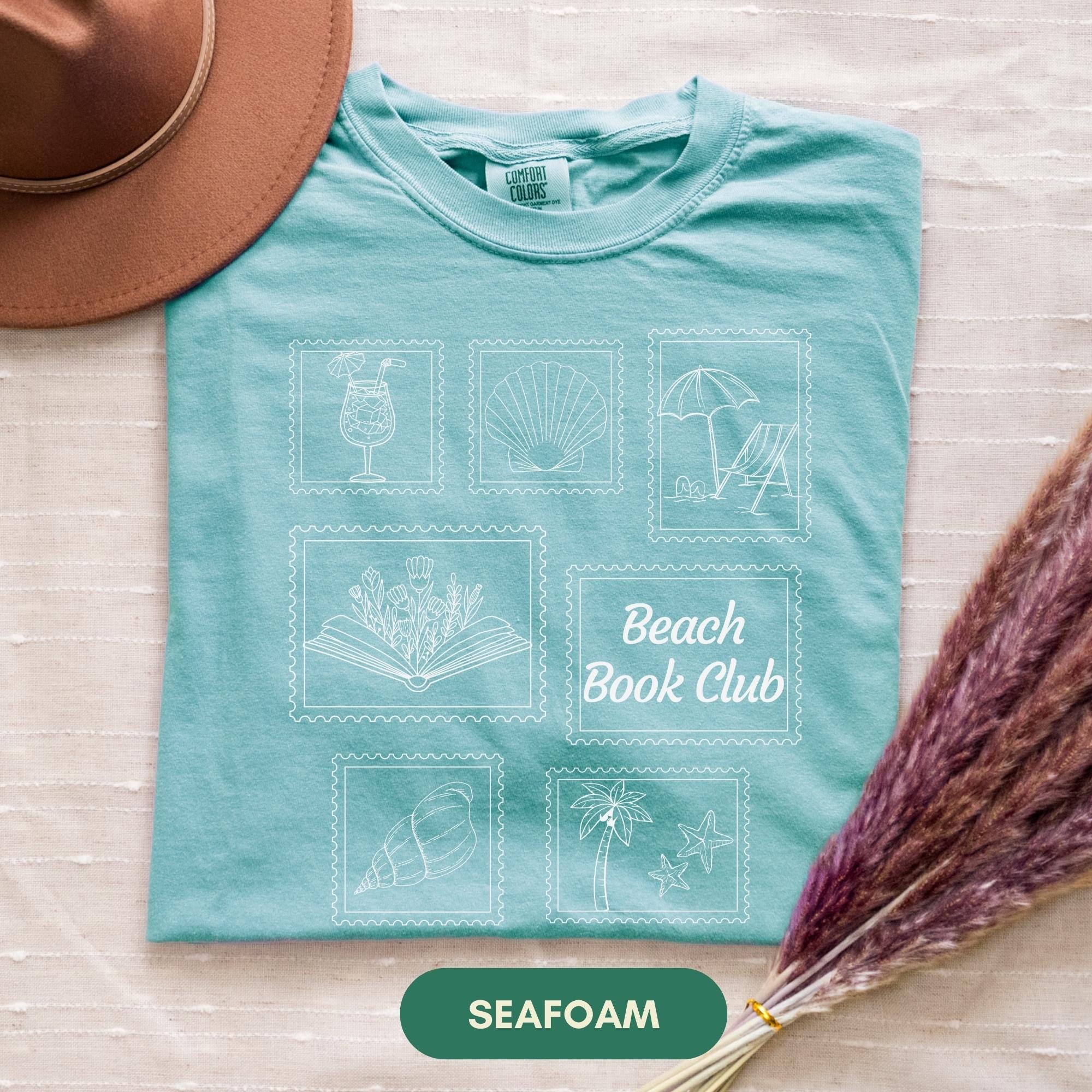 Coastal Stamp Beach Book Club Tshirt, Minimalist Beach Shirt, Summer ...