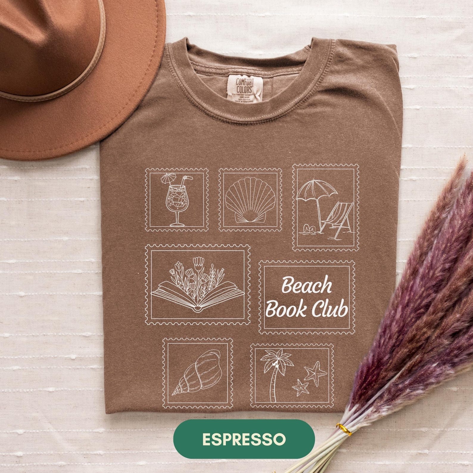 Coastal Stamp Beach Book Club Tshirt, Minimalist Beach Shirt, Summer ...
