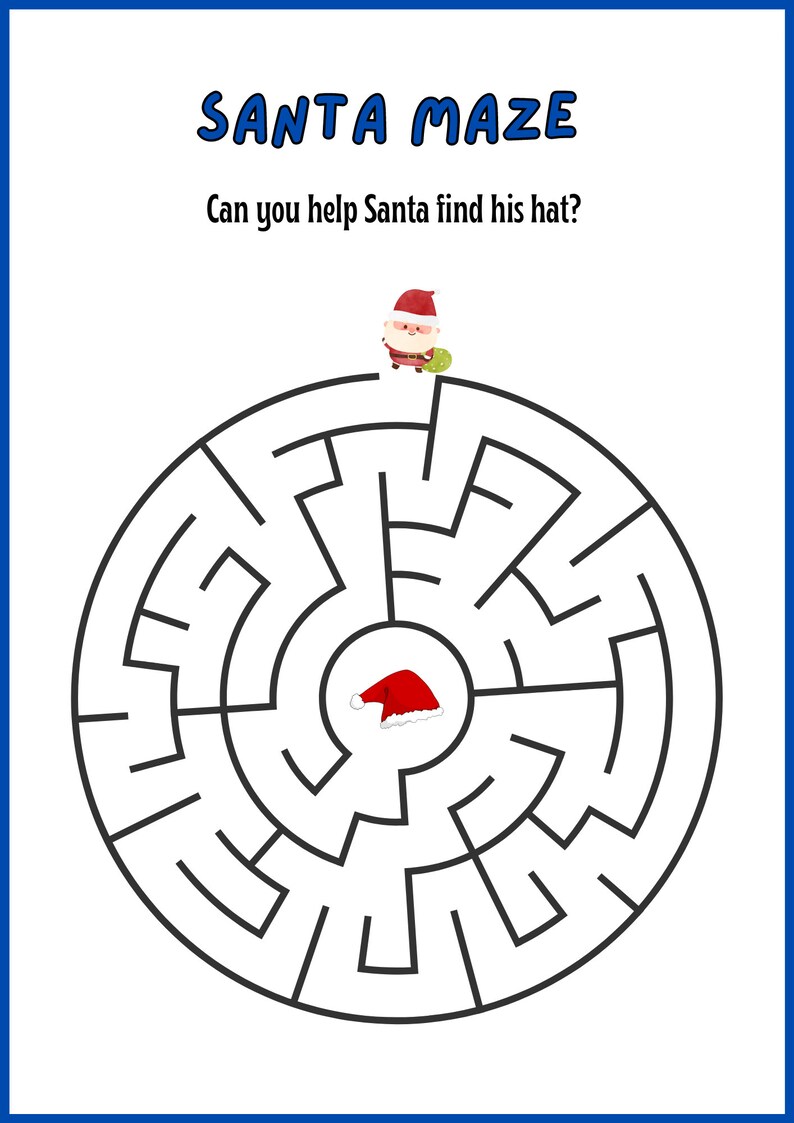 Santa Christmas Printable Activity Pages - Etsy