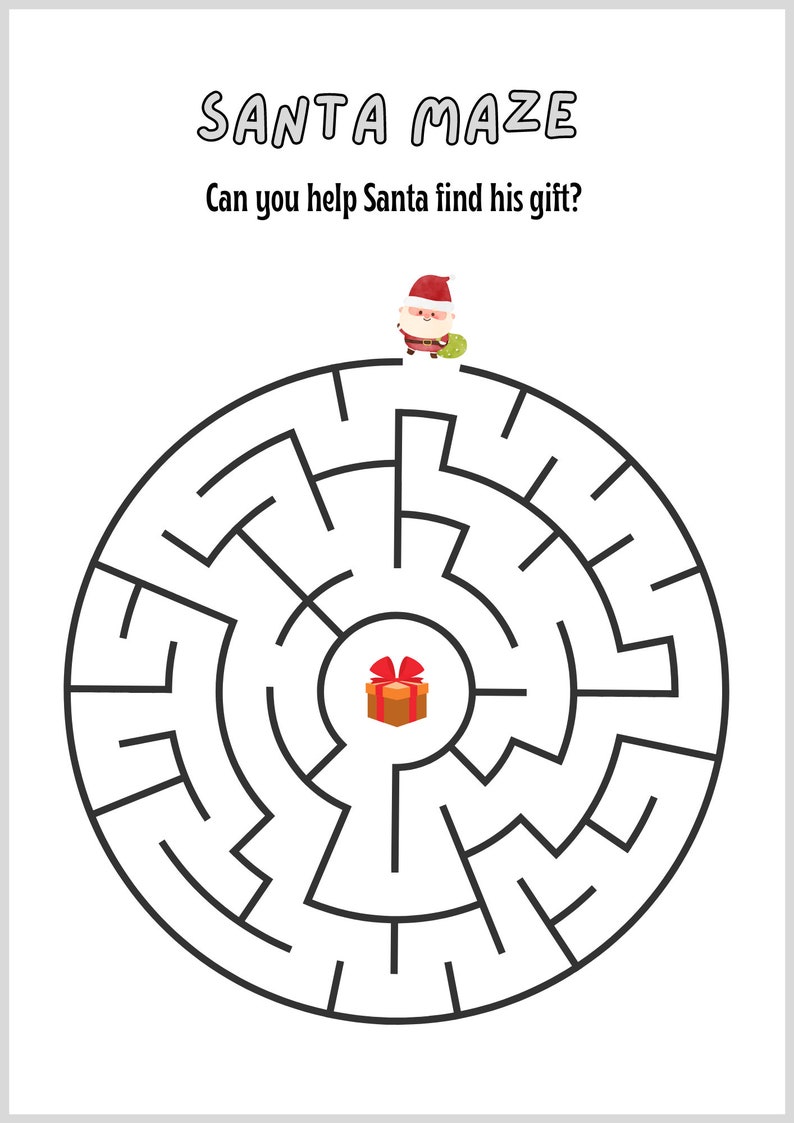 Santa Christmas Printable Activity Pages - Etsy