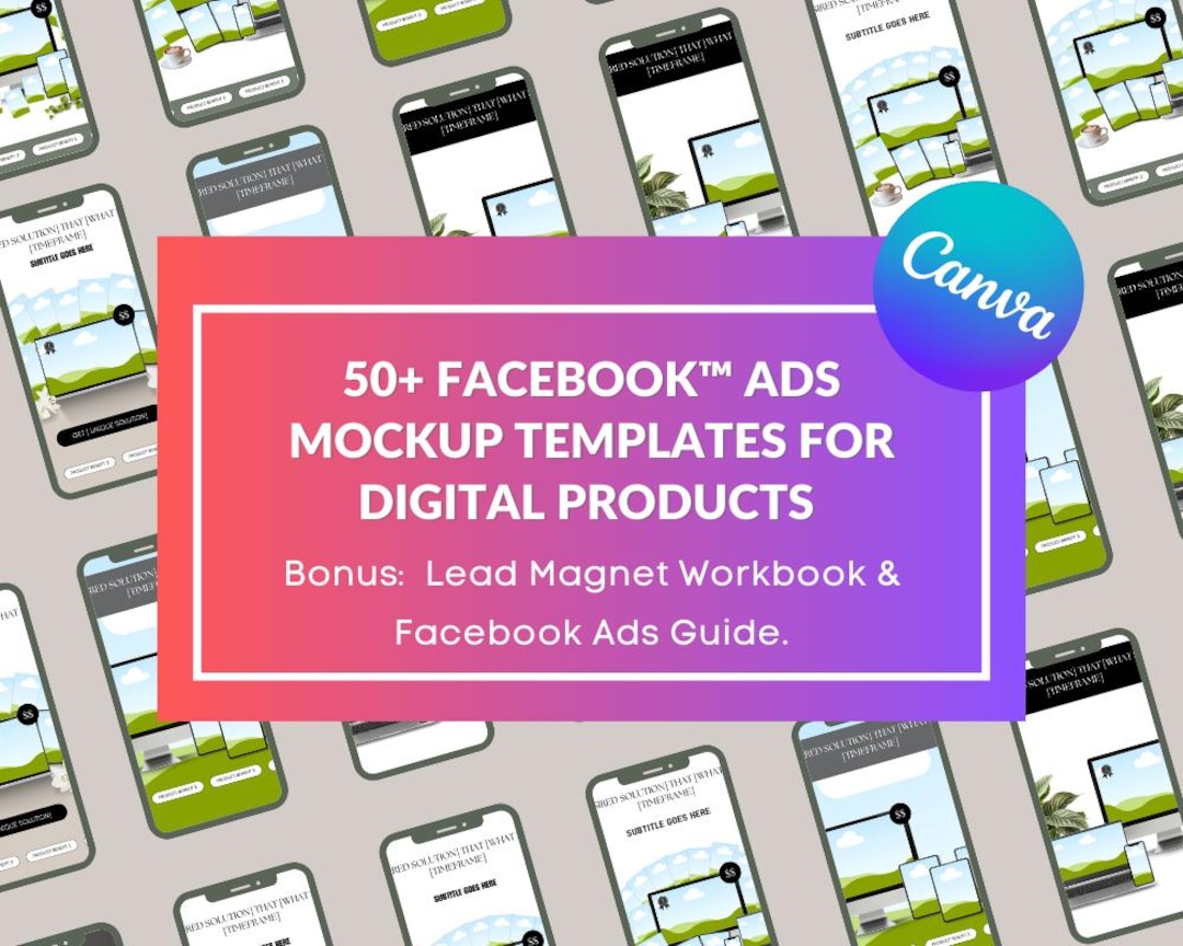 50+ Facebook Ad Mockup Templates: Canva Digital Product Ads (digital ...