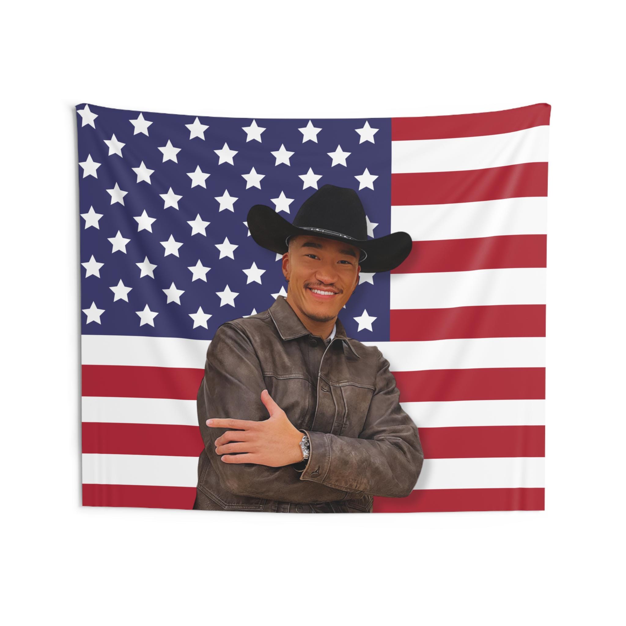 PSYCHIC FEVER Tsurugi America Flag, Tsurugi Cowboy Hat Jpop Flag, Just ...