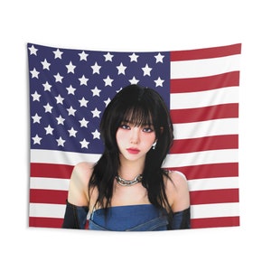 AESPA Karina Wolf Cut America Flag, Aespa Karina My World Kpop Flag ...