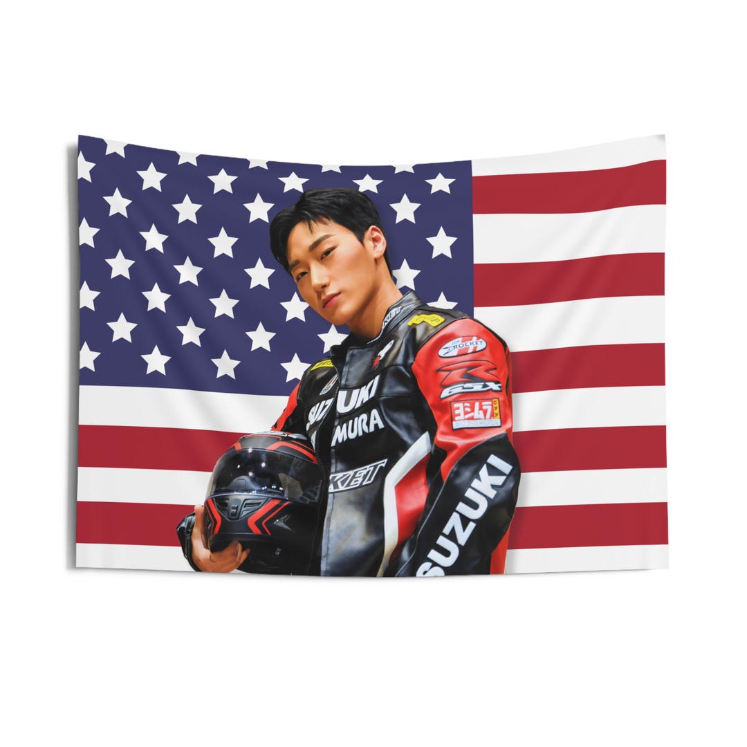 Ateez San Racer America Flag Banner, Ateez Members Kpop Flag, Ateez ...