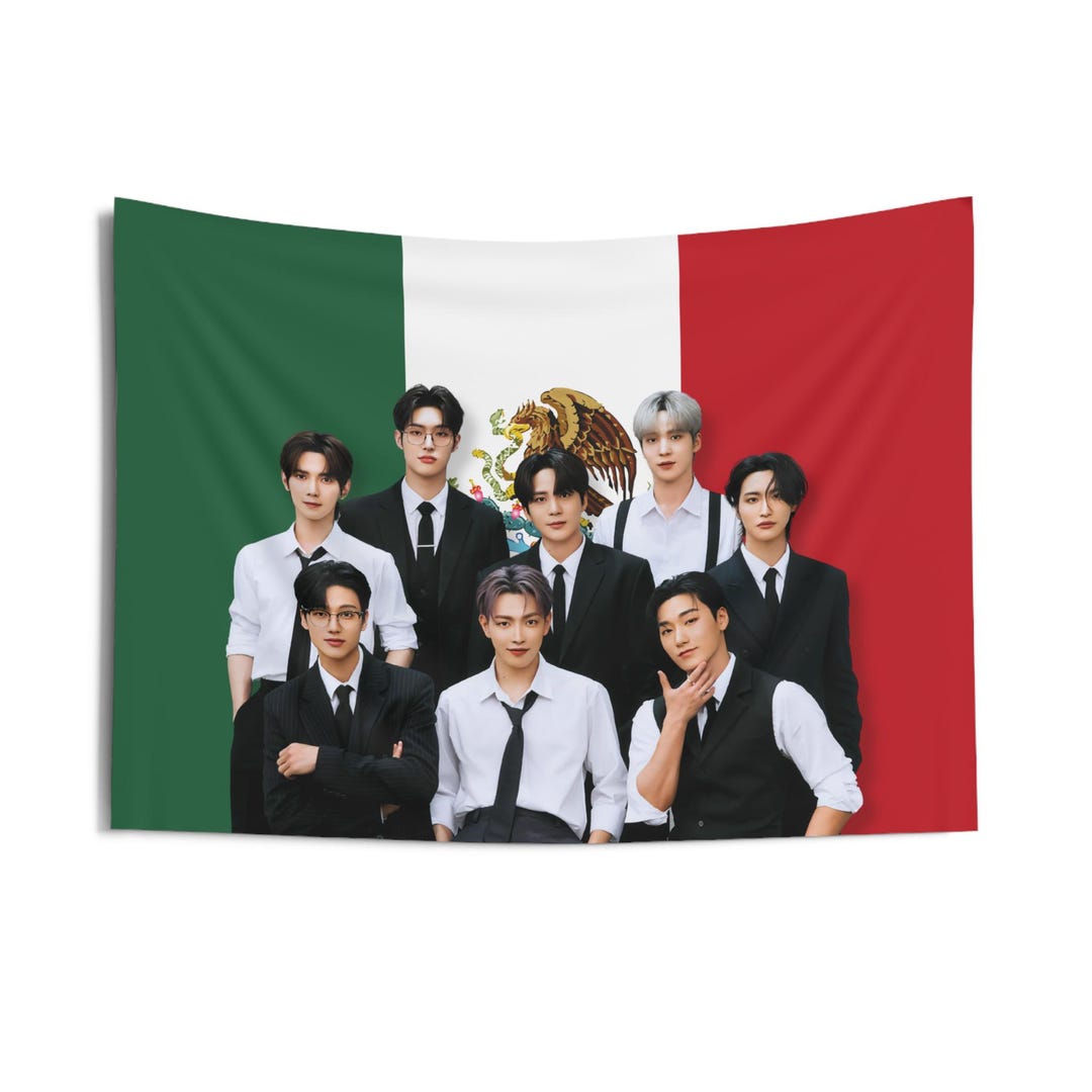 Ateez Members Suit Mexico Flag Banner, Ateez 2024 Tour Kpop Flag, Ateez ...