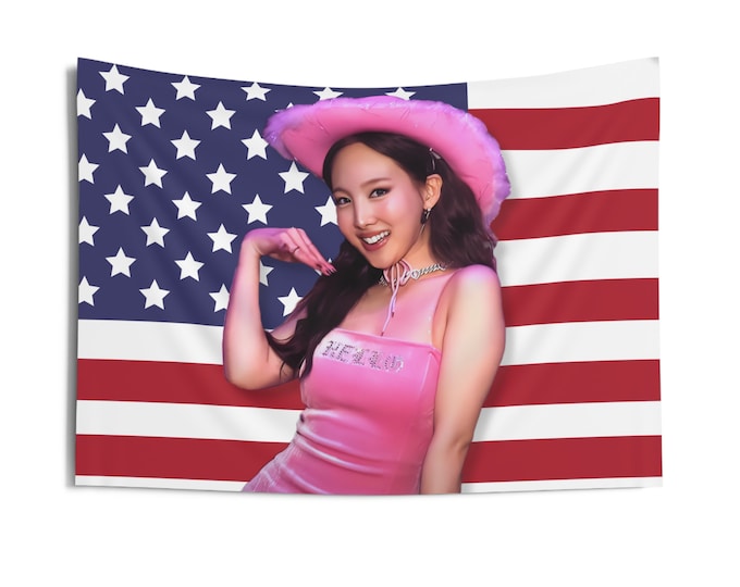 TWICE Im Nayeon USA Kpop American Flag Patriotic Tiktok Meme Trendy Room Tapestry Fanmade Subtle ...