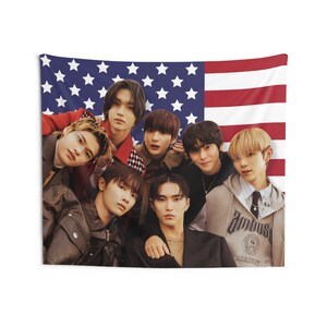 Riize Members Flag Banner, Riize Group Photo American Flag Tapestry ...