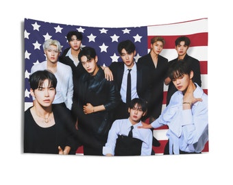 Ateez Group Photo Pride Flag, Ateez Members Kpop Pride Banner Tapestry ...