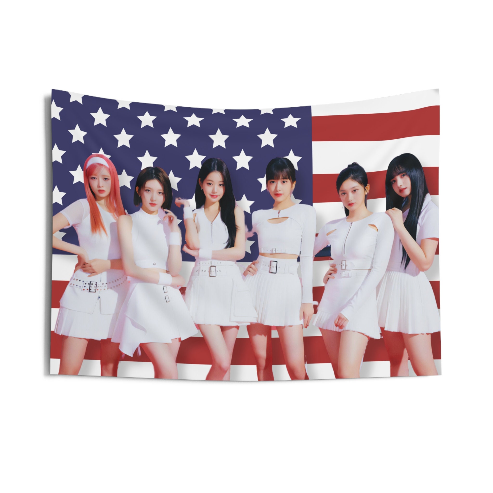 IVE Members Flag Banner, Ive Group Photo Kpop American Flag Tapestry, IVE Members Kpop Merch ...