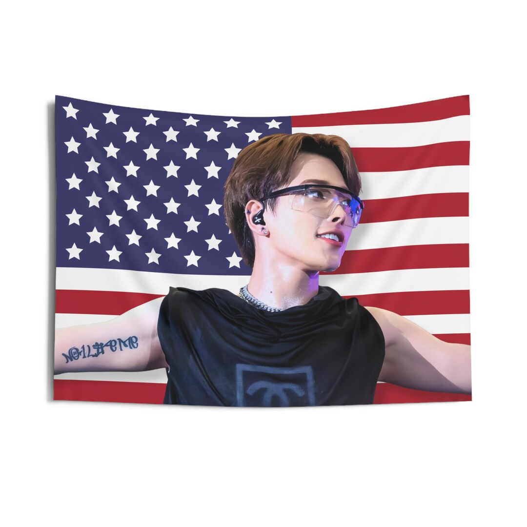 Ateez Hongjoong Arms Flag Banner, Ateez Hongjoong Kpop American Flag ...