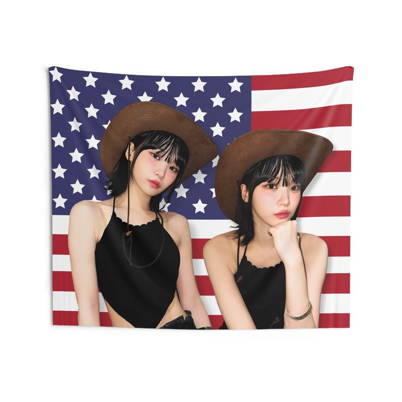 Le Sserafim Chaewon America Flag Banner, Le Sserafim Chaewon Cowboy Hat ...