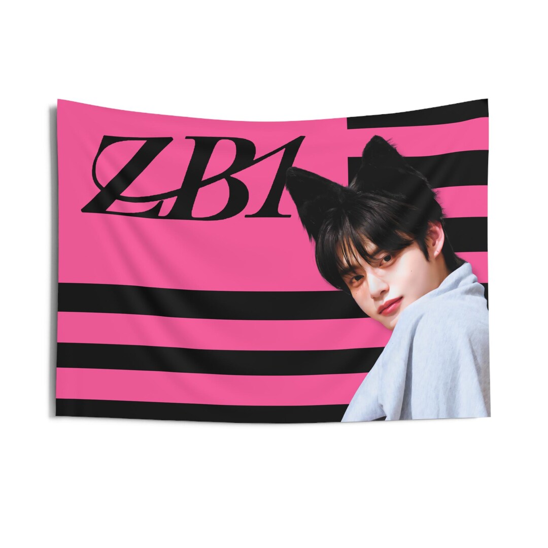 Zb1 Jiwoong Cat Ears Concert Banner, Zerobaseone Members Kpop Flag, Zb1 ...