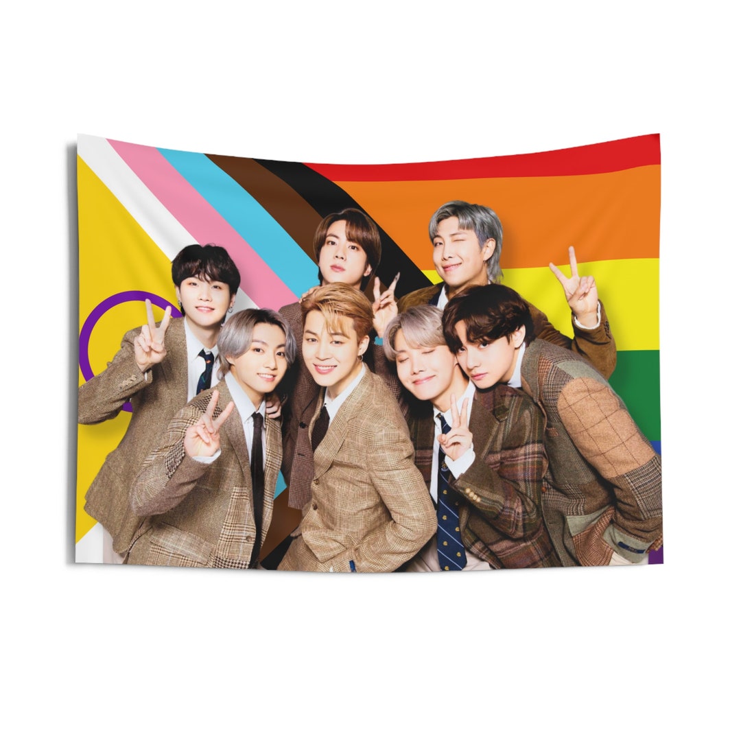 BTS Festa Group Photo Pride Flag, BTS Members Kpop Pride Banner ...
