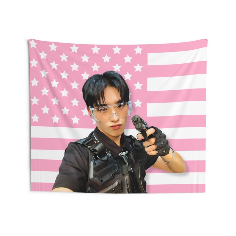 P1h Keeho Funny Meme Pink America Flag Banner, P1harmony Members Kpop ...