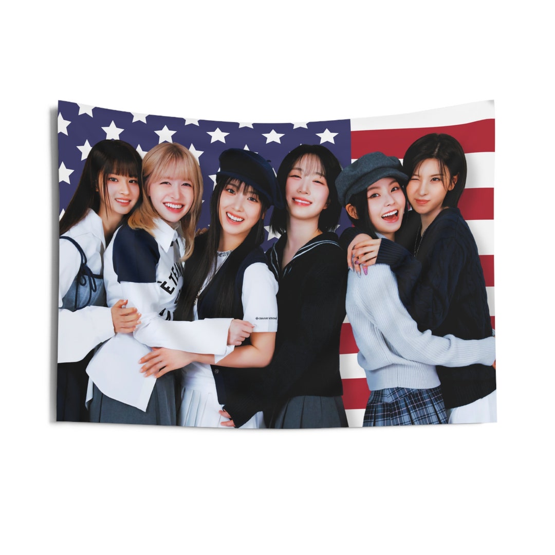 NMIXX Group Photo America Flag Banner, Dash Nmixx Kpop Flag, NMIXX ...