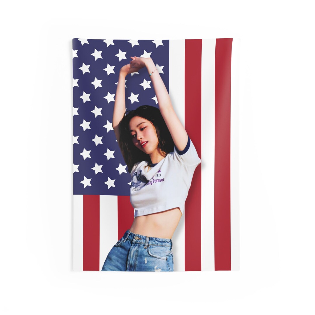 ITZY Ryujin America Flag Banner, Itzy World Tour Kpop Flag, Born to Be ...