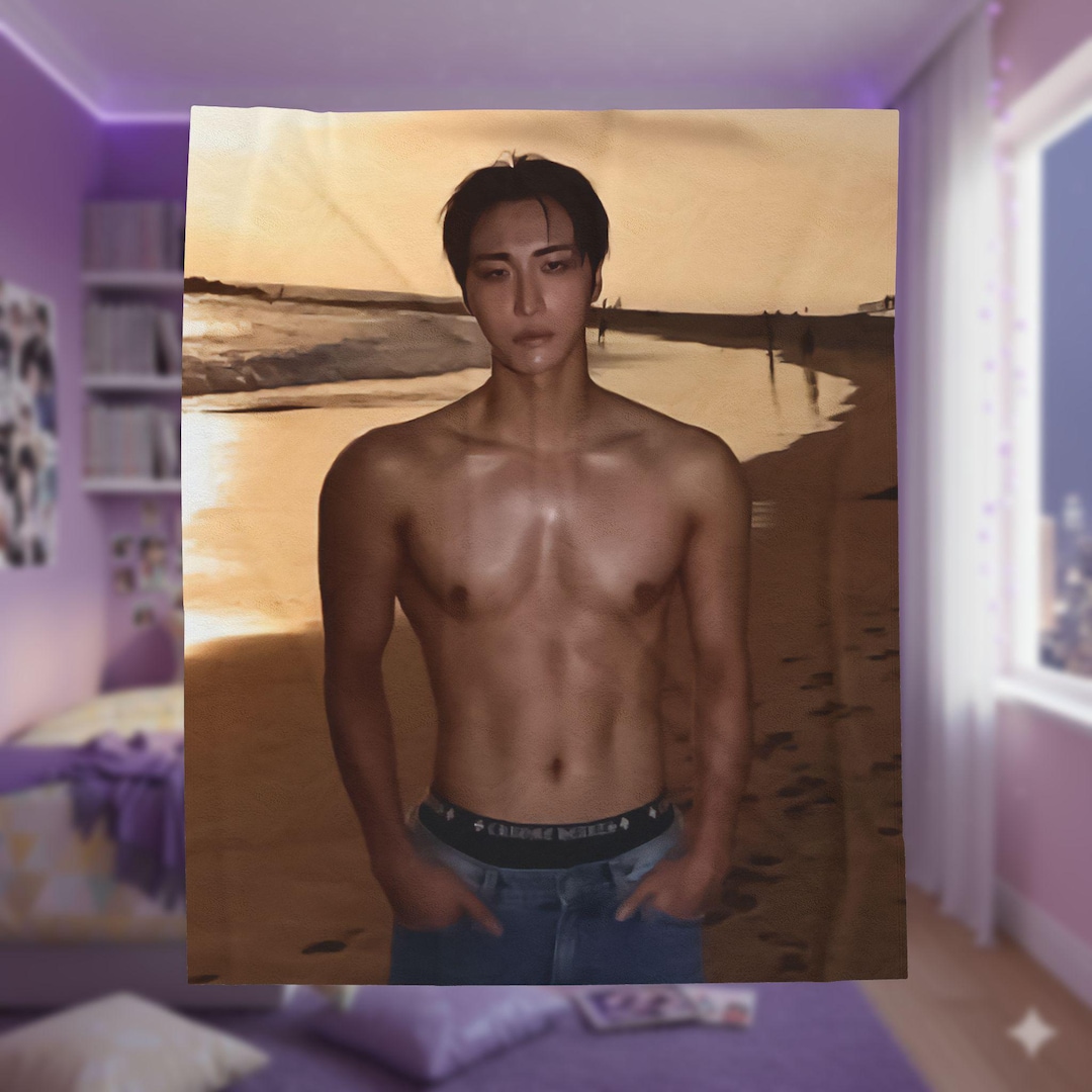 Ateez Seonghwa Shirtless Beach Plush Blanket: Atiny Kpop Concert Tour ...