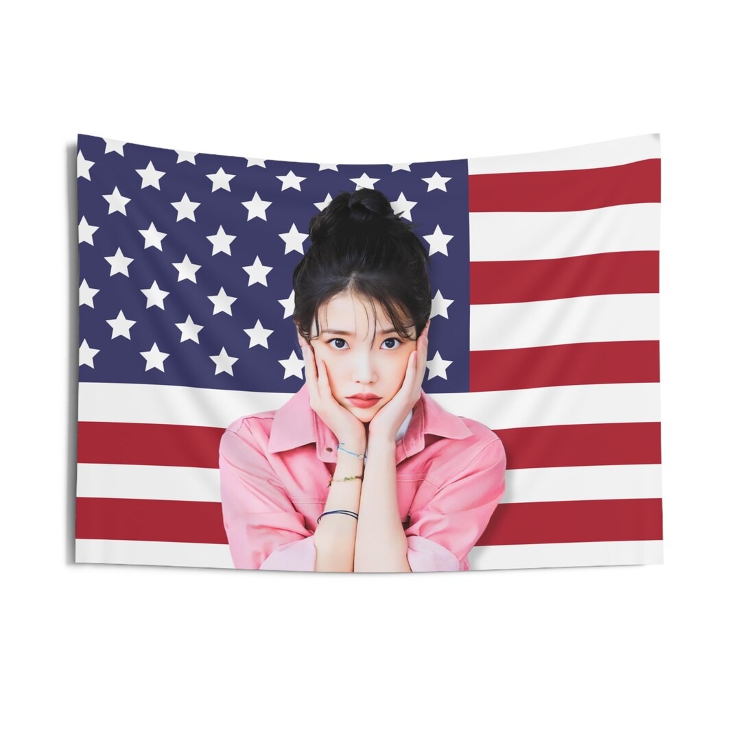 Kpop IU Pout Cute Photo America Flag, IU Concert Tour 2024 Kpop Flag ...
