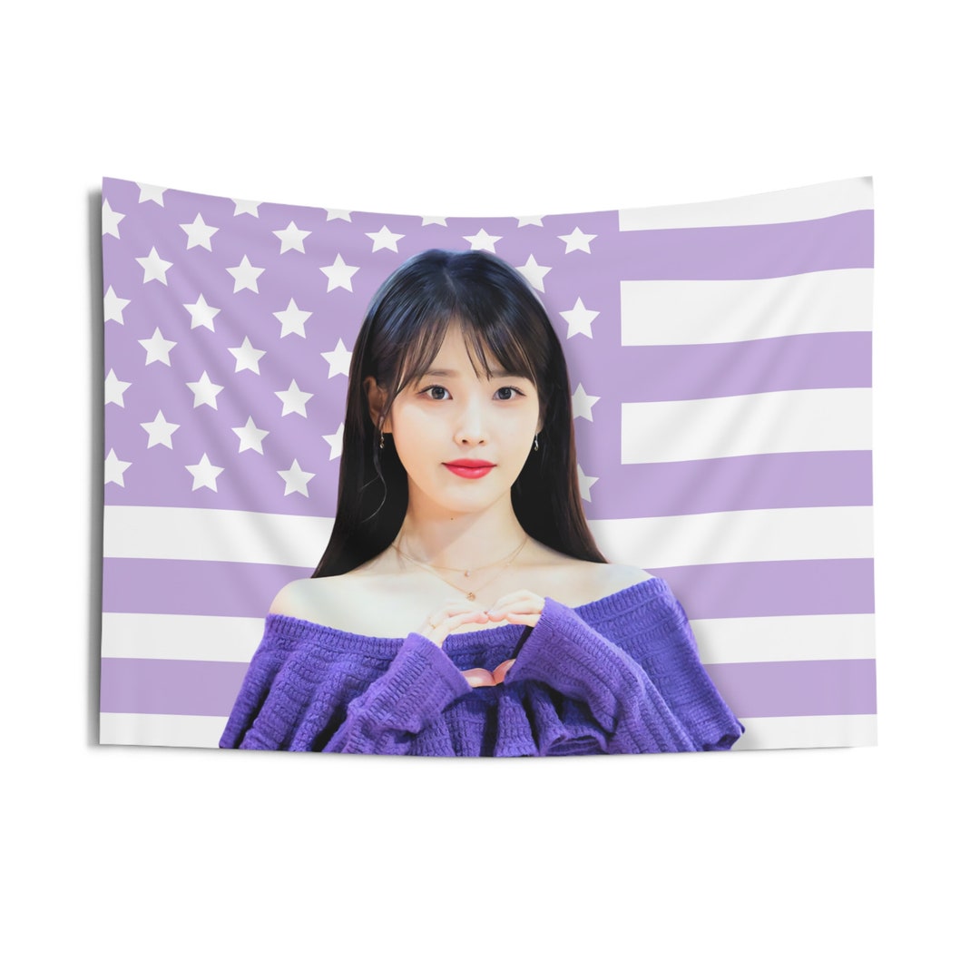 IU Fanmeet Lilac America Flag Banner, IU Concert Tour 2024 Kpop Flag ...